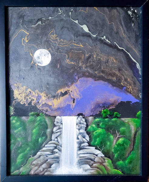 "Moon Waterfall" by Megan Najera $360 – Deep Ellum Art Company